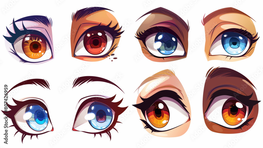 Cartoon female eyes collection vector illustration Stock Vector | Adobe ...