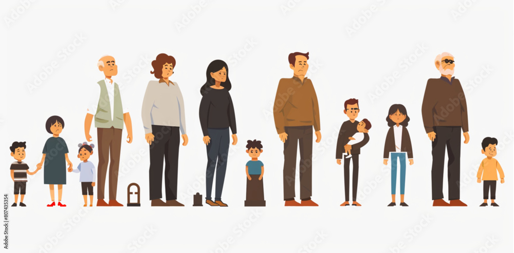 People in different life stages vector set, people from baby to old age ...