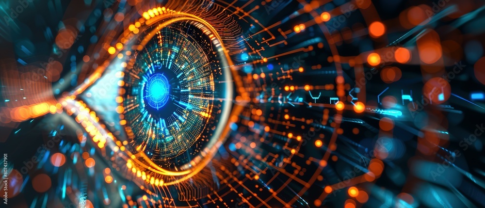 Eye of futuristic and Innovative, eye with binary code, eyes and ...