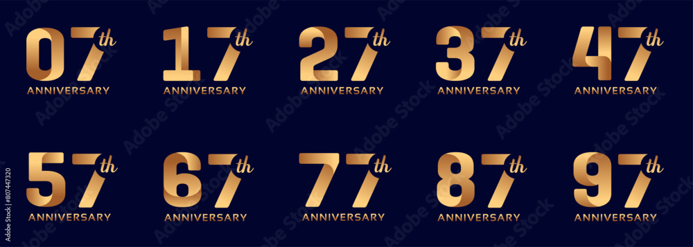 Poster collection of anniversary logos from 7 years to 97 years with ...