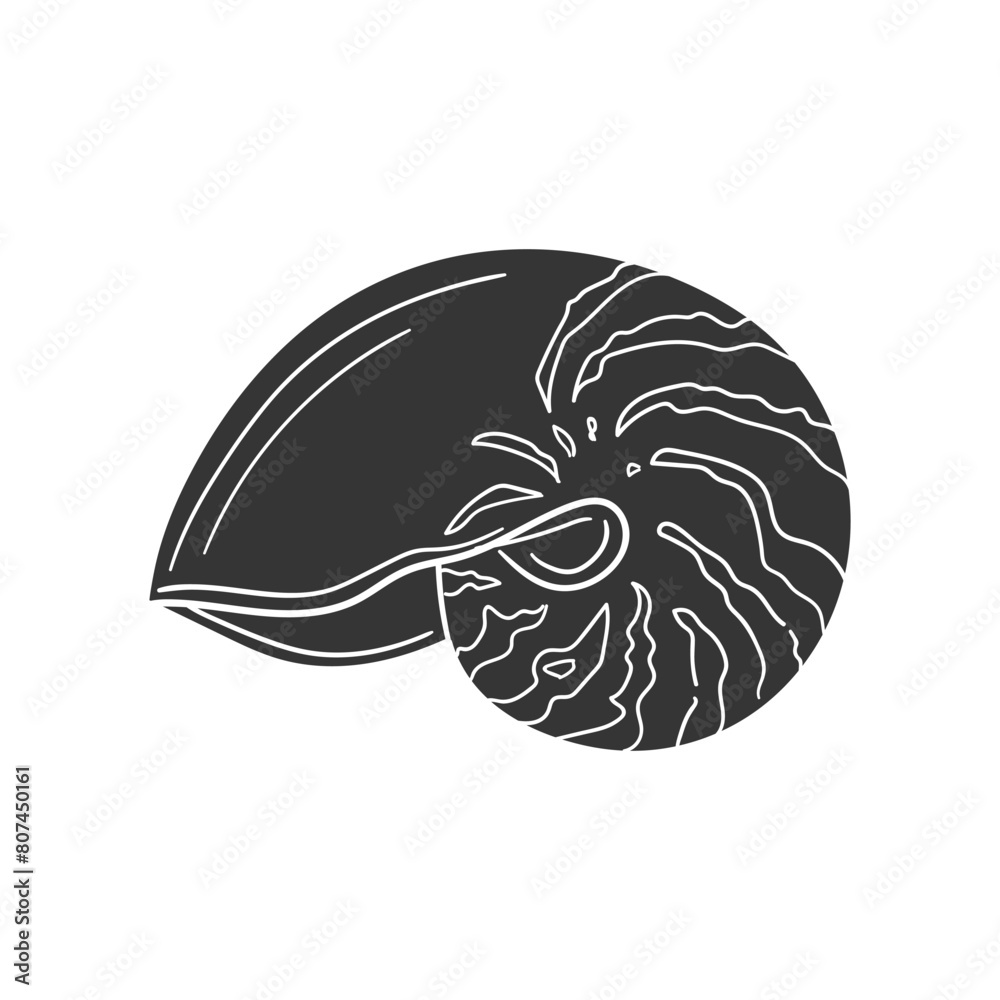Seashell Icon Silhouette Illustration. Nautilus Vector Graphic ...