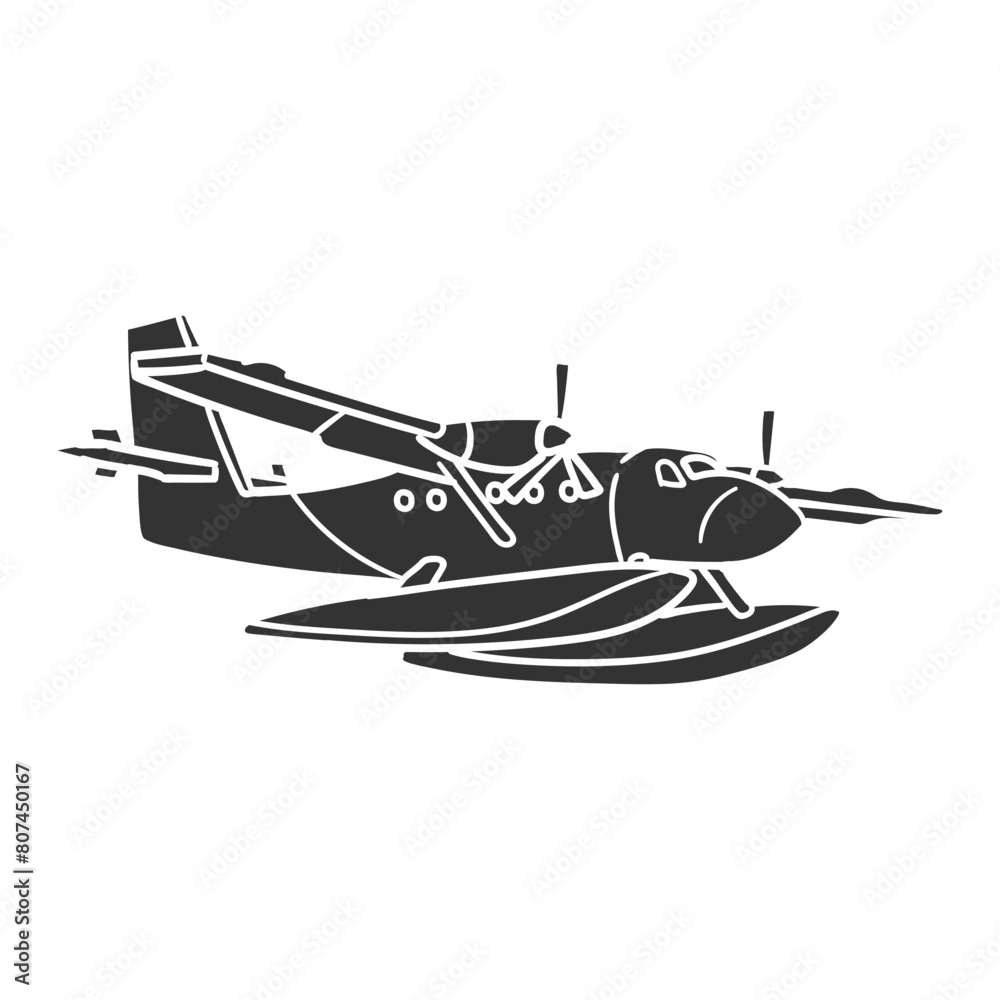 Seaplane Icon Silhouette Illustration. Transportation Vector Graphic ...