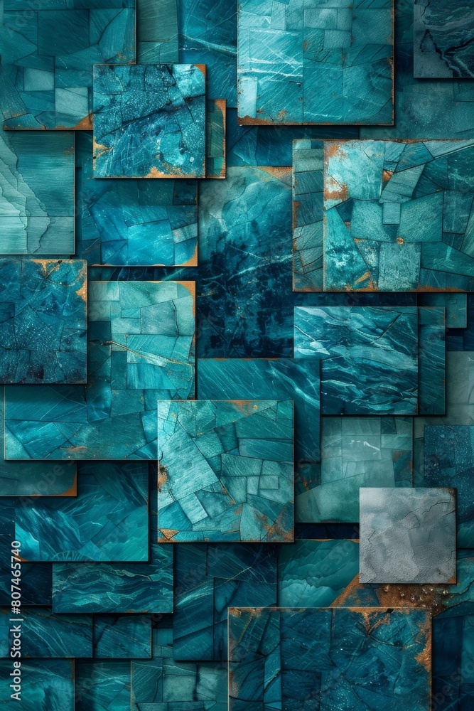Abstract twilight with graystone, teal, emerald hues creates a ...