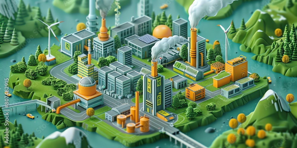 ภาพประกอบสต็อก A 3d Isometric Block Of Terrain On A Green Background