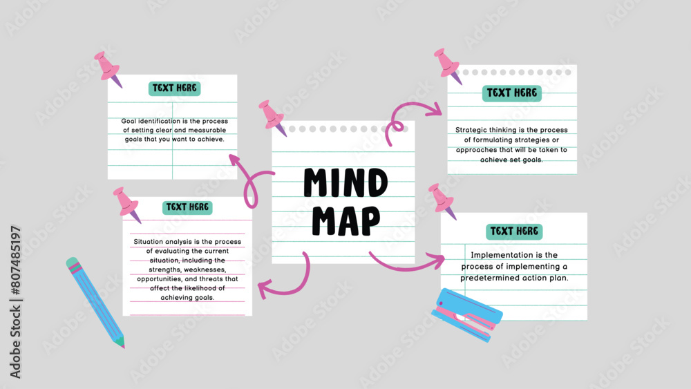 Vetor de Multi Colour 4 Options Mind Map Brainstorm, Adobe Illustrator ...