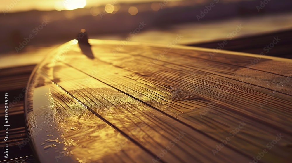 Surfboard wax, close-up on texture and board design, sunset at beach ...