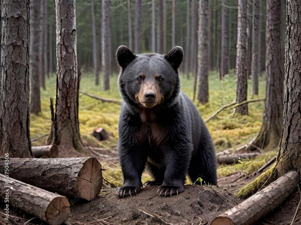Malayan sun bears climbing on tree stump at Bornean Sun Bear ...