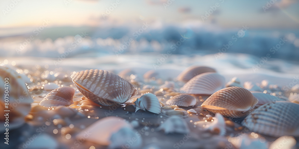 Beautiful seashells on the beach Shells on the beach with the sun ...