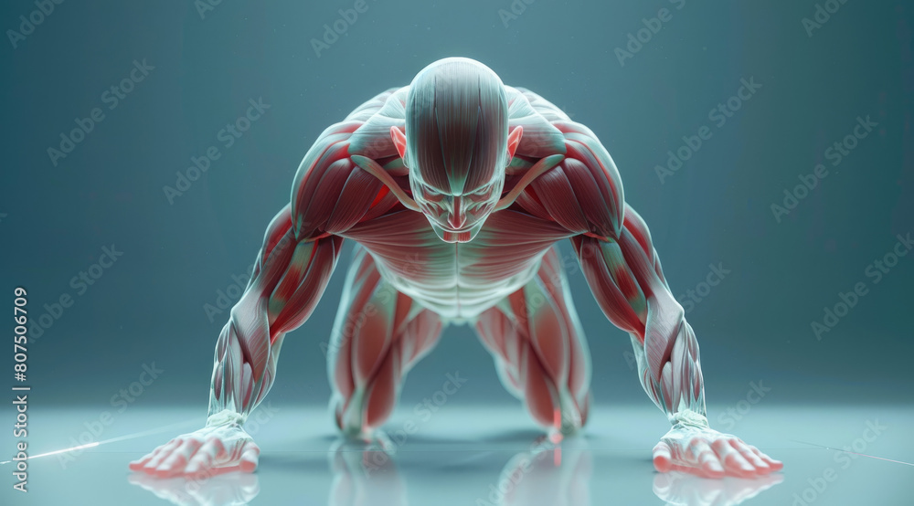 full body, hyper realistic photography of the human muscle system for ...