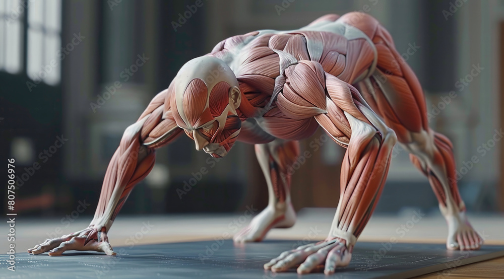 full body, hyper realistic photography of the human muscle system for ...