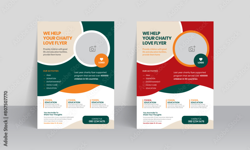 Charity flyer template with kids' book donation brochure cover ad ...