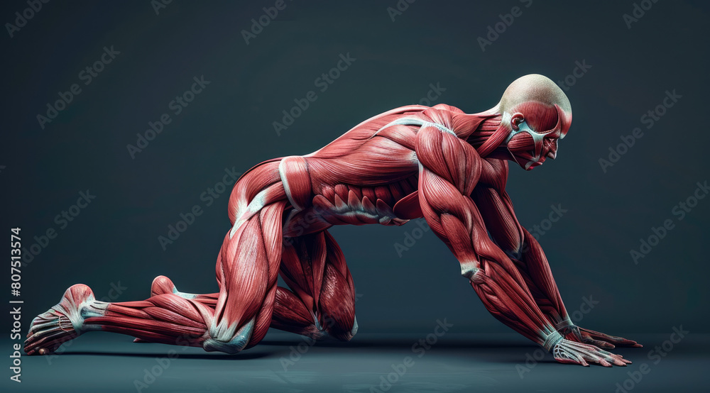 full body, hyper realistic photography of the human muscle system for ...