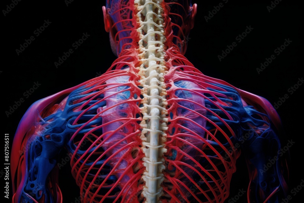Detailed anatomy of the human spine and nervous system Stock ...
