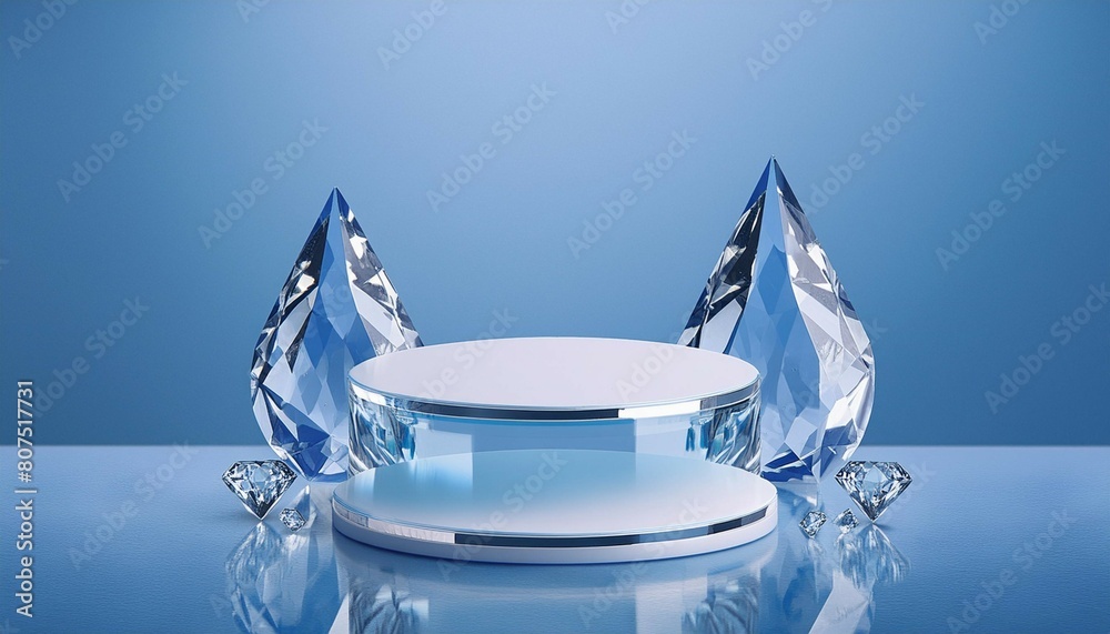 Crystal podium diamond 3d background display glass jewelry product ...