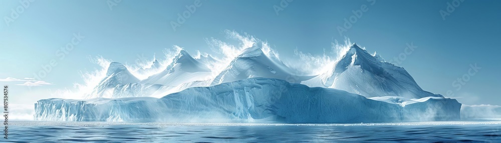 Panoramic view of a shrinking iceberg in Greenland, composed at a Dutch ...