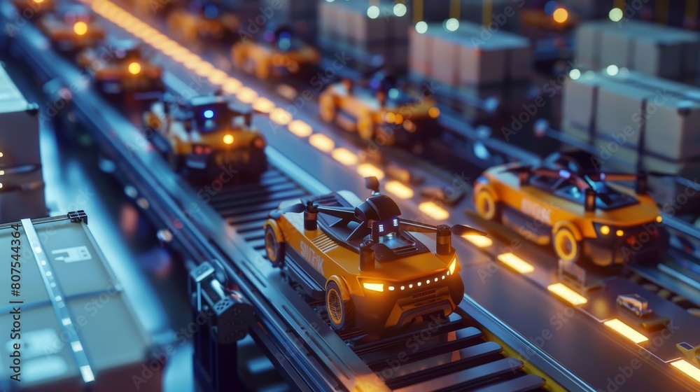 Automated Warehouse Concept: Futuristic Smart Logistics, Drone Delivery ...