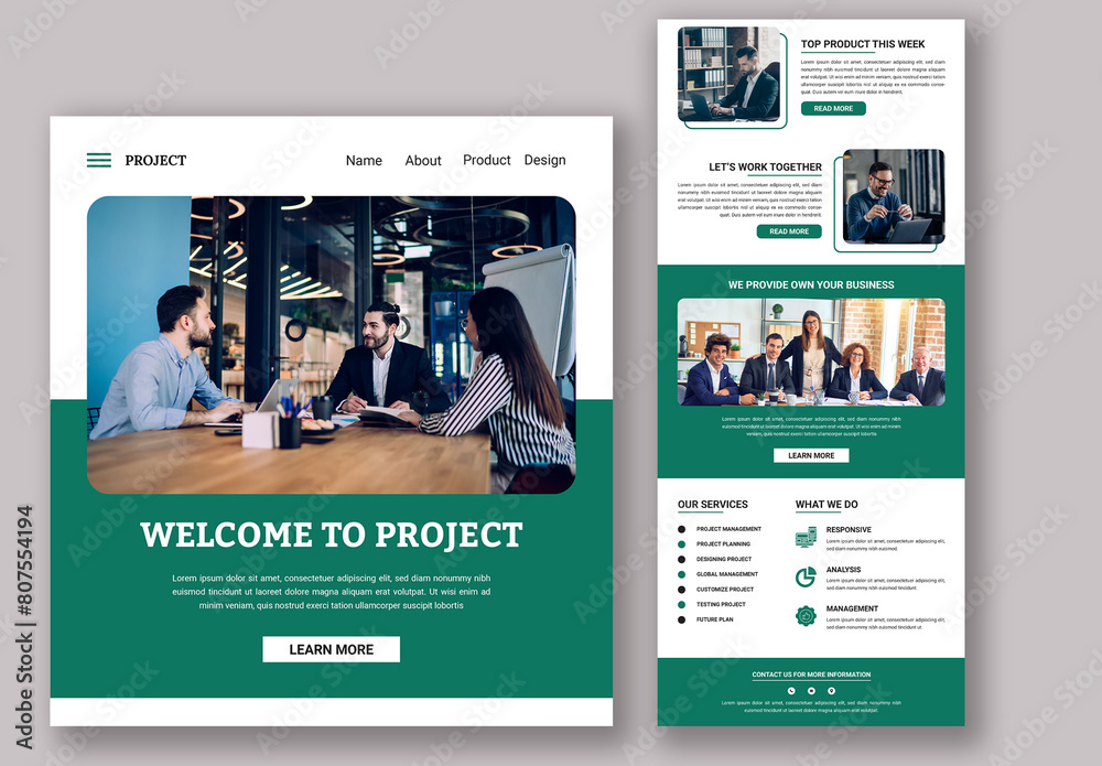 Project Email Newsletter Layout With Green Accent Stock Template ...