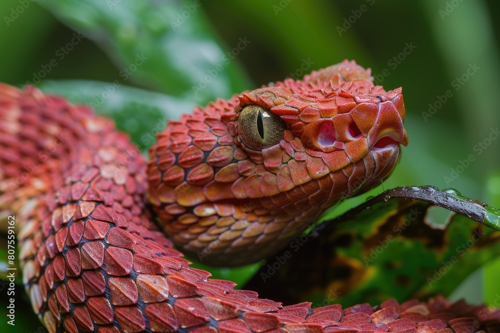 Exquisite Snake Shedding Process by Venomous Male Bush Viper in African ...