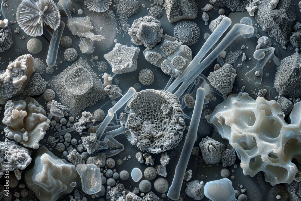 A microscopic view of dust particles, magnified to reveal their diverse ...