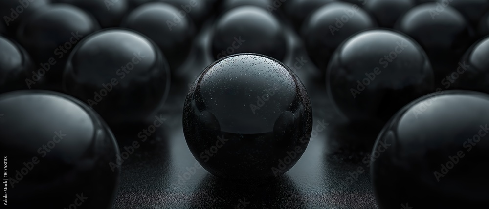 Black Balls On A Dark Surface. Illustration On The Theme Of Backgrounds ...