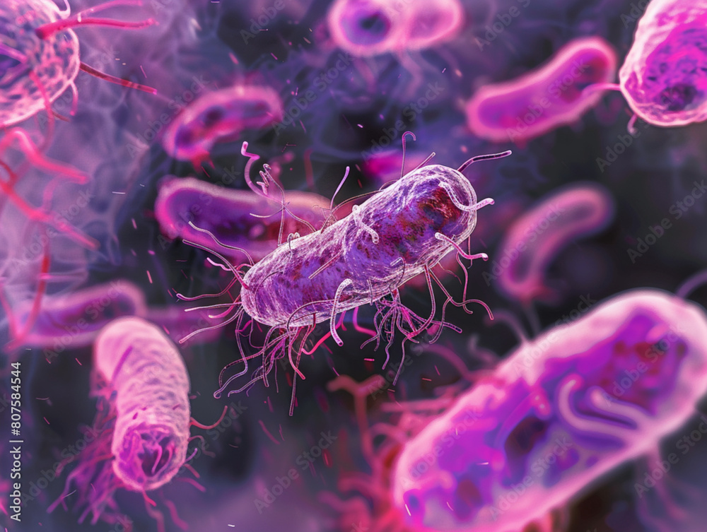 Bacteria, germs, that enter the human body, among the droplets inside ...