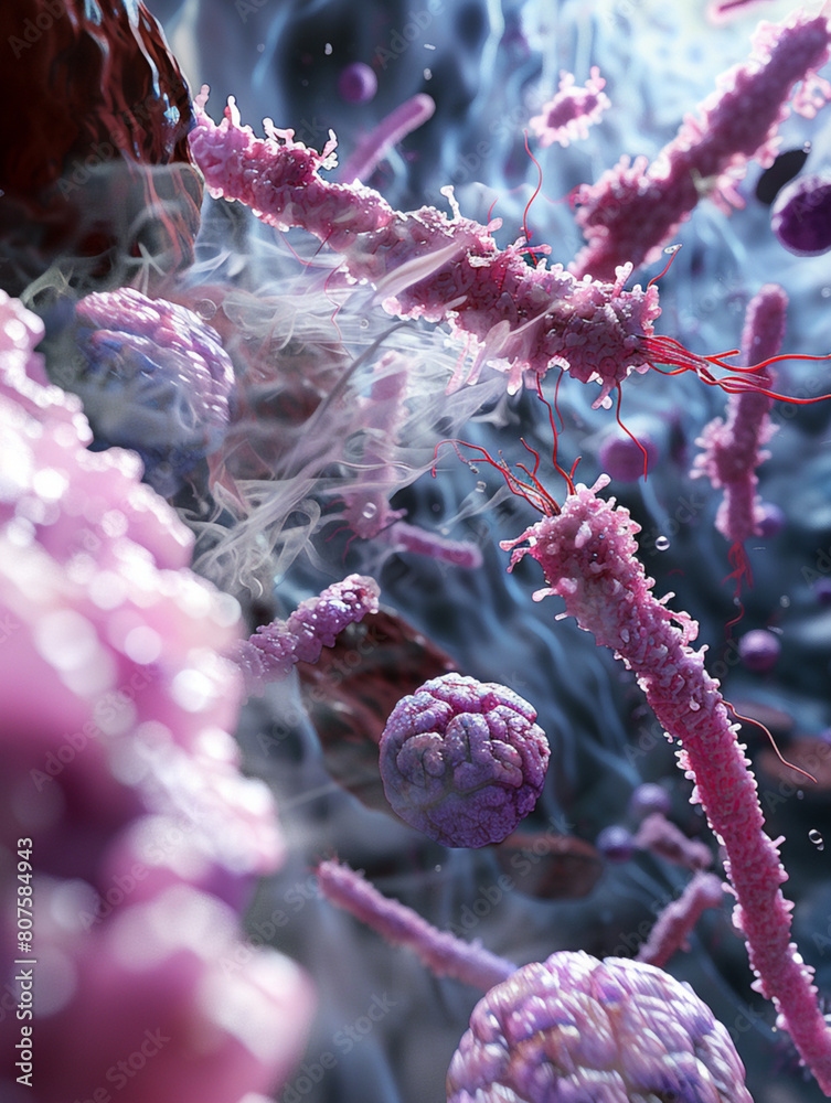 Bacteria, germs, that enter the human body, among the droplets inside ...