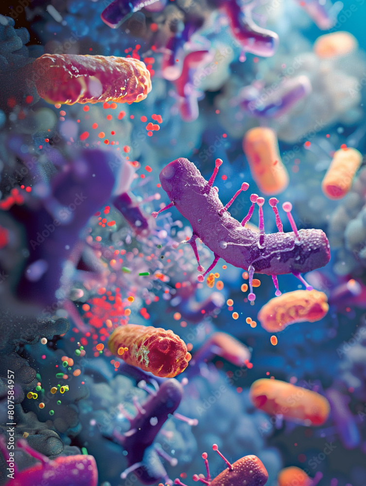 Bacteria, germs, that enter the human body, among the droplets inside ...