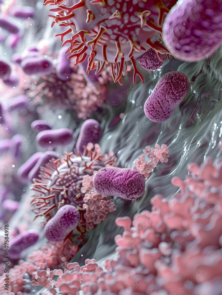 Bacteria, germs, that enter the human body, among the droplets inside ...