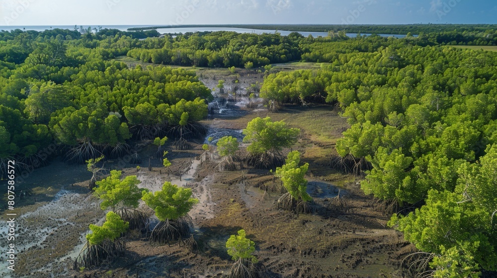 Restored Mangrove Area, Image of a previously degraded area now full of ...