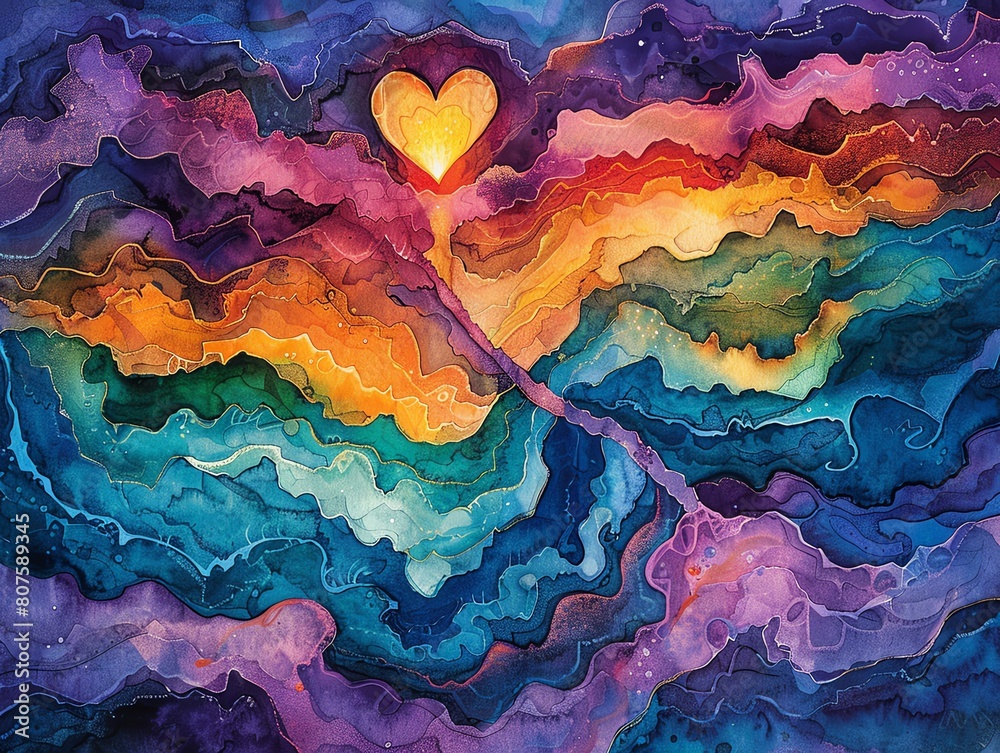 Explore the depths of love from above with an aerial view Illustrate ...
