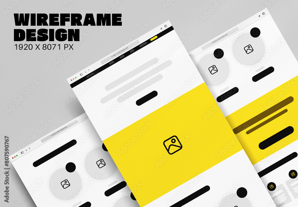 Wireframe Landing UI UX Layout Stock Template | Adobe Stock
