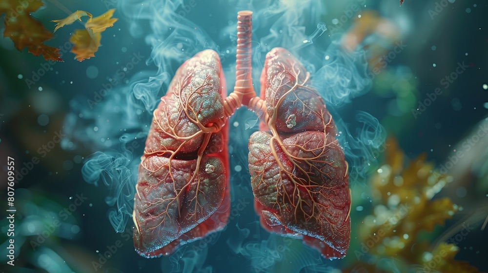Artistic and highly detailed 3D visualization of human lungs ...