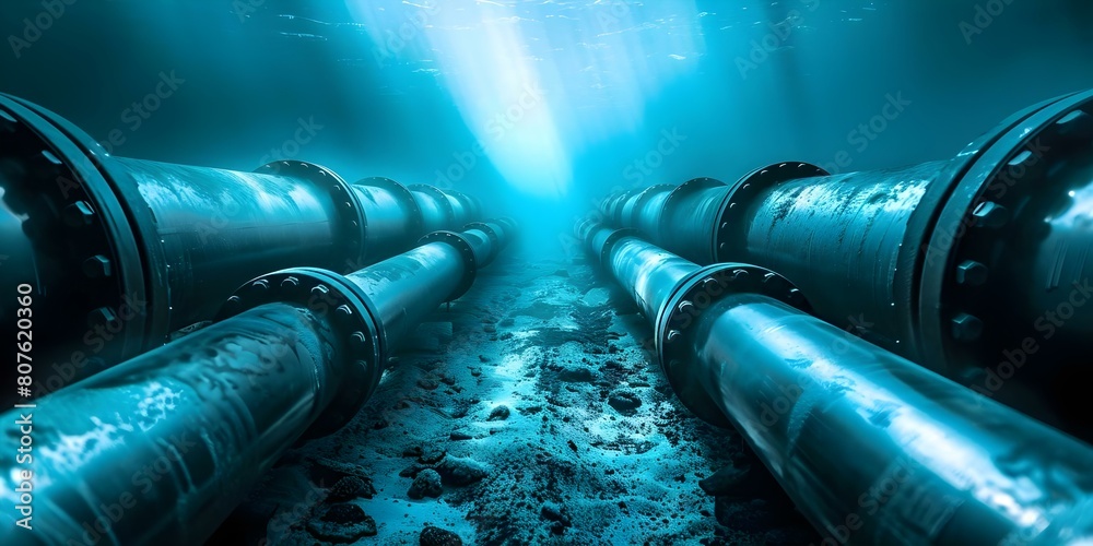 Oil and gas pipeline for underwater transport in deep blue ocean ...