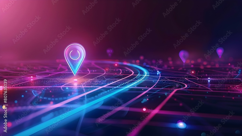 Futuristic map pin tech background for navigation and location tracking ...