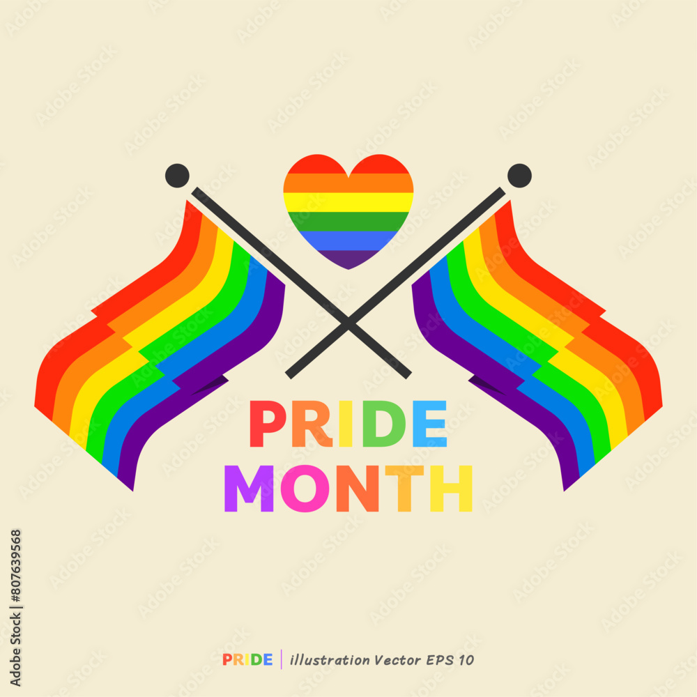 Pride month stickers, LGBT flat style symbols with pride flags, gender ...