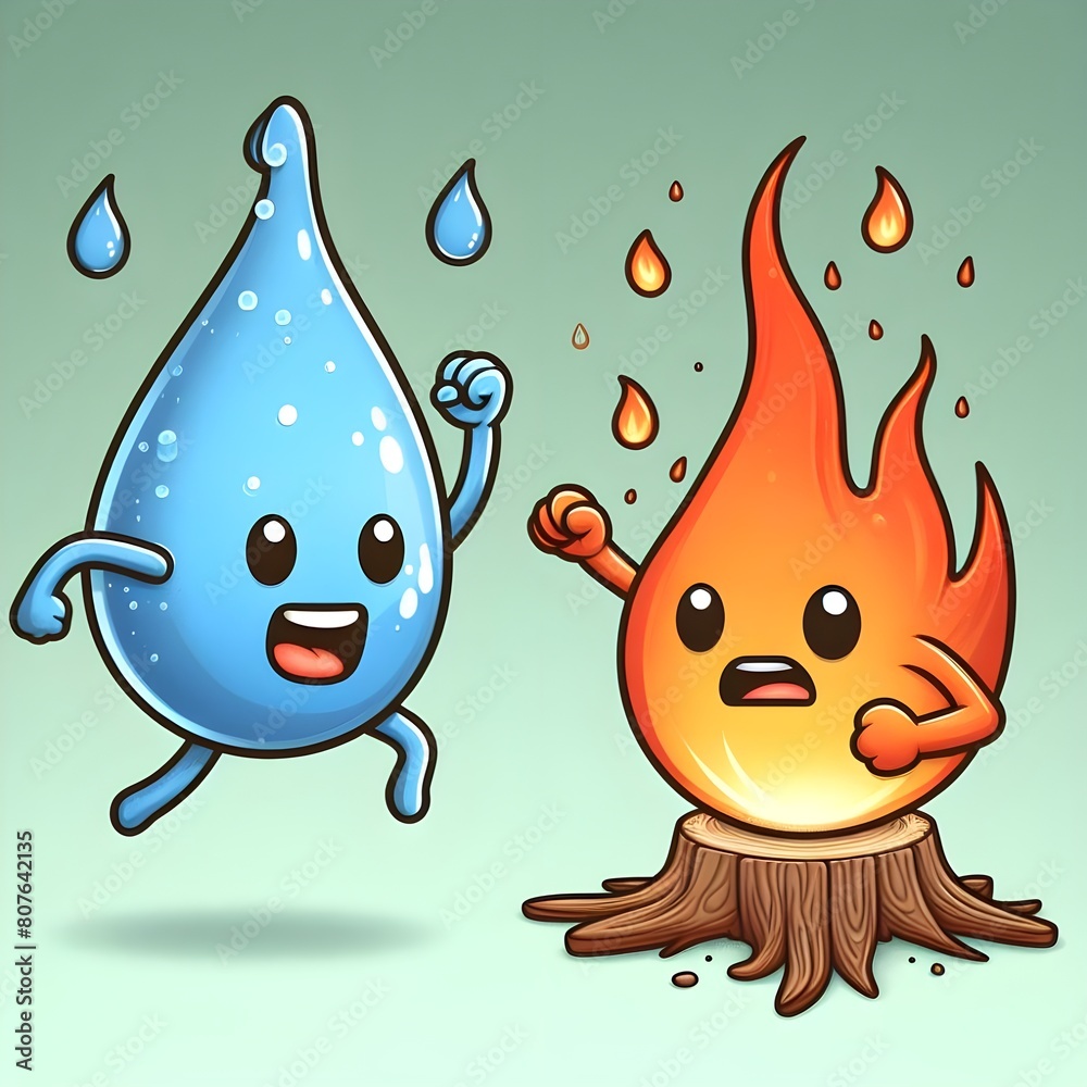 Fire versus Water in an epic battle of elements Stock Illustration ...