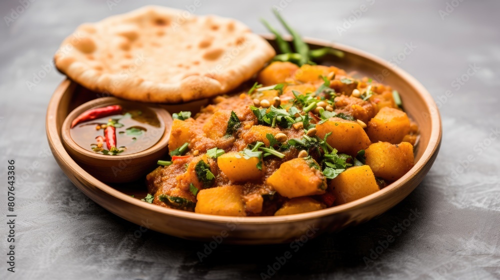 Delicious Aloo Poori ( Potato curry with fried bread) popular Indian ...