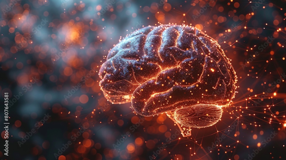 An abstract 3D rendering of a machine learning, neural network ...