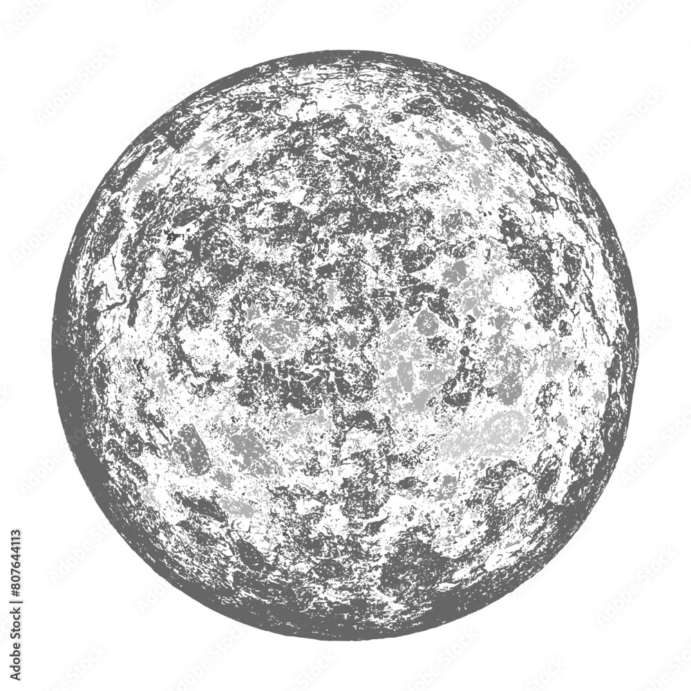 Full moon isolated. Night space. Earth, planet isolated on white ...