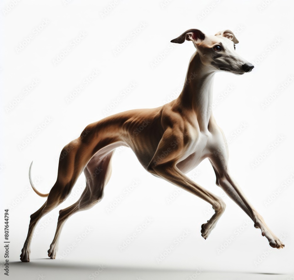 Image of isolated greyhound against pure white background, ideal for ...