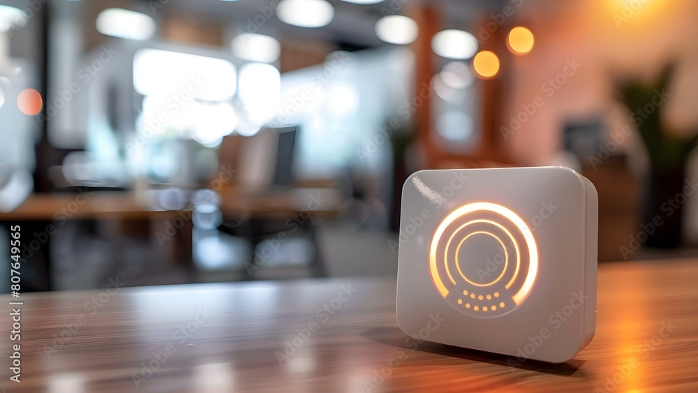 Closeup photo of IoT environmental monitoring system in smart office ...