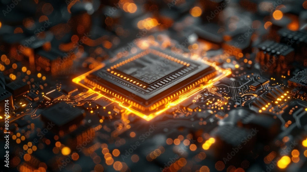 Concept of the artificial intelligence computer database. A modern CPU ...