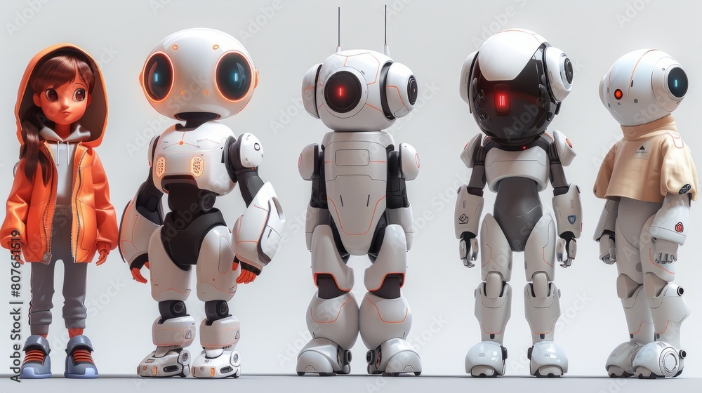 AI illustrations set. Collection of scenes with characters speaking to ...