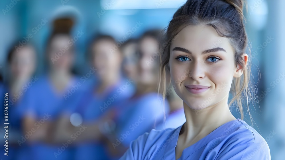 Highquality photo of young nursing student leading team in hospital ...