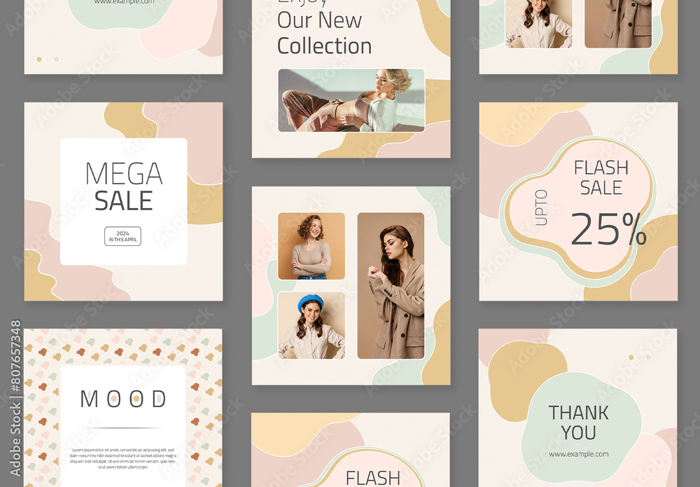 Minimal Social Media Post Layout Set Stock Template | Adobe Stock