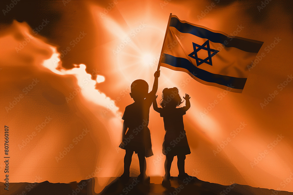 illustration of Israel and Jewish identity, featuring two children ...