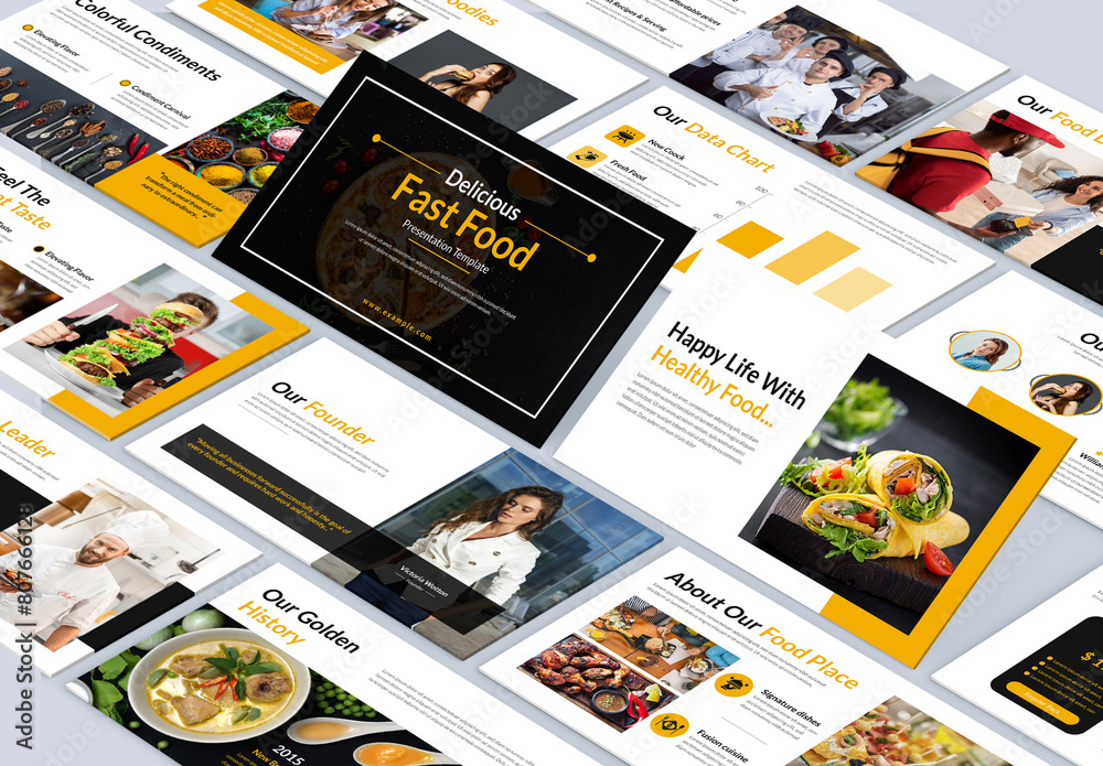 Delicious Fast Food Presentation Template Stock Template | Adobe Stock