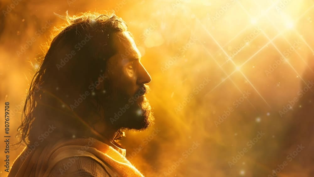 illustration of Jesus Christ looking up, christian background Stock 비디오 ...