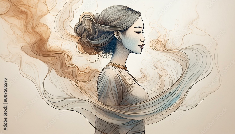 A cel sketch with transparent smoke drifting up making a beautiful ...