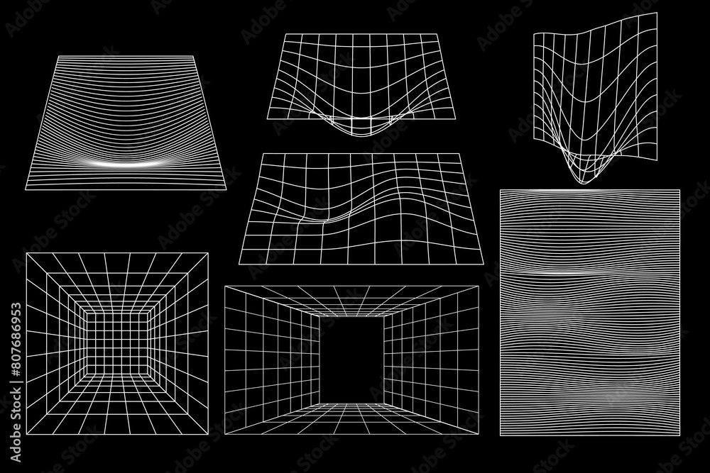 Set of linear black geometric black geometric quadratic rectangular ...